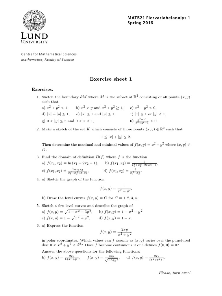 Exercise Sheet 1: Exercises | PDF | Function (Mathematics ...
