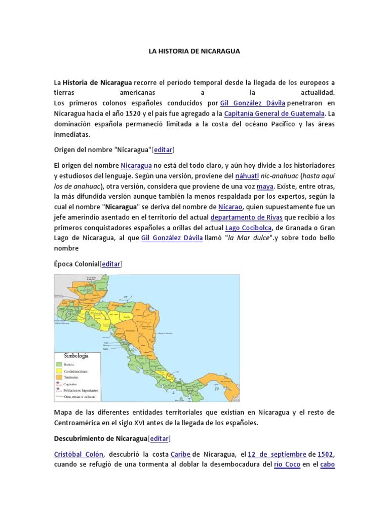 La Historia de Nicaragua | PDF | Nicaragua | Guatemala
