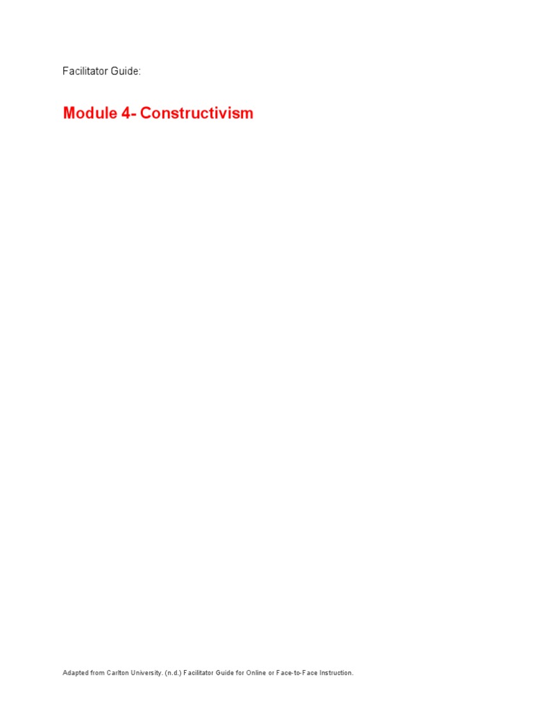 Module 4 - Facilitator Guide | PDF | Constructivism (Philosophy Of Education) | Educational ...