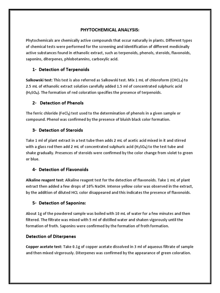 Phytochemical Analysis | PDF | Sodium Bicarbonate | Sulfuric Acid
