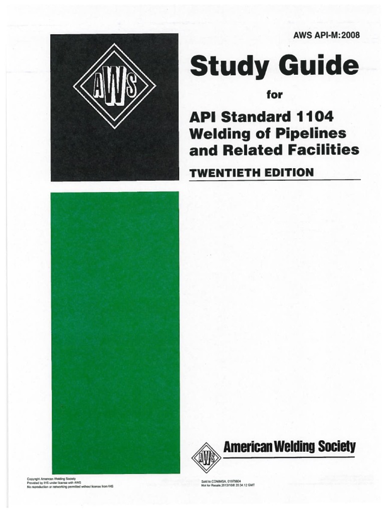 API 1104 (2008) AWS Study Guide 20th. LQ | PDF