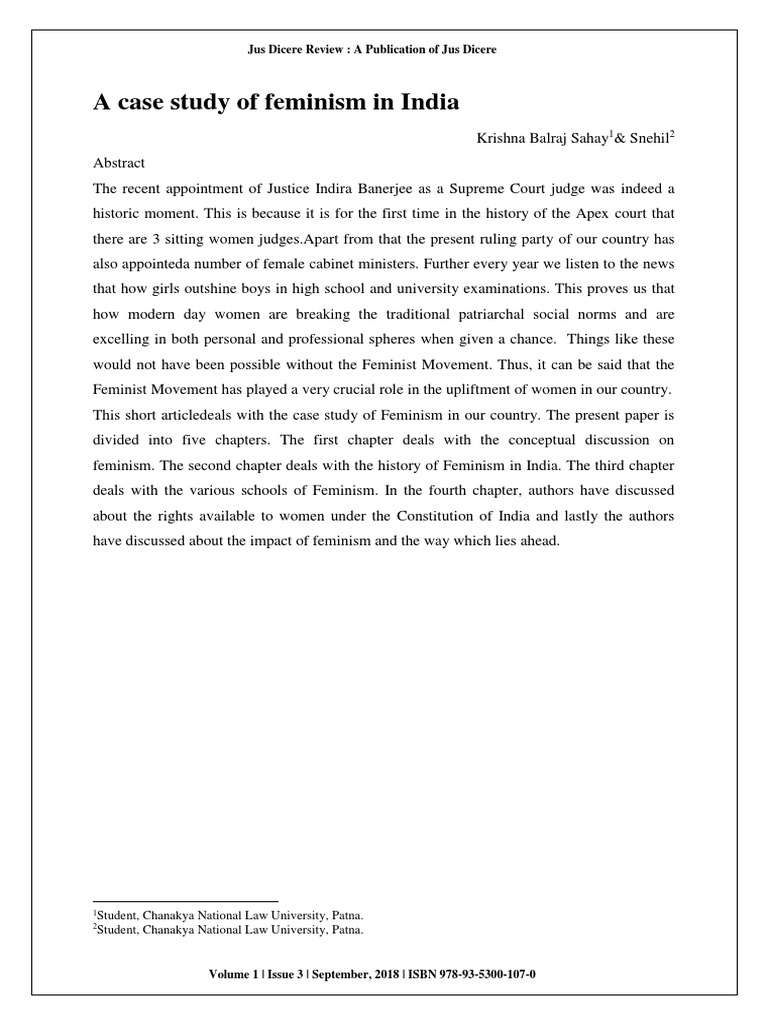 A Case Study of Feminism in India | PDF | Feminism | Gender Studies