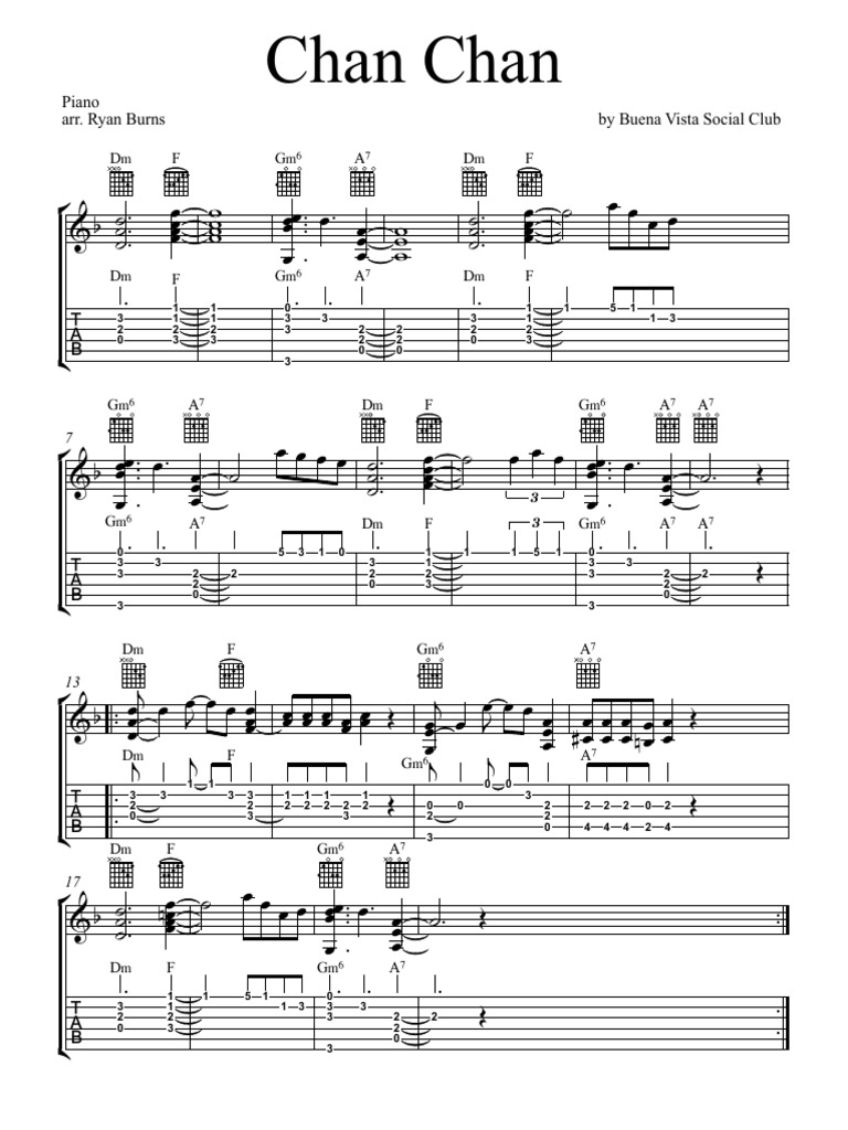 Chan Chan GTR TABS - Full Score | PDF | Songs | Spanish Language Music