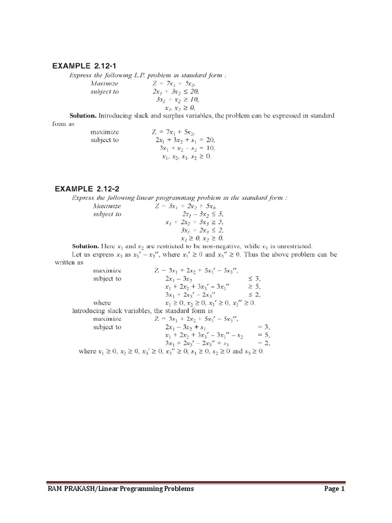RAM PRAKASH/Linear Programming Problems | PDF | Computational Complexity Theory | Numerical Analysis