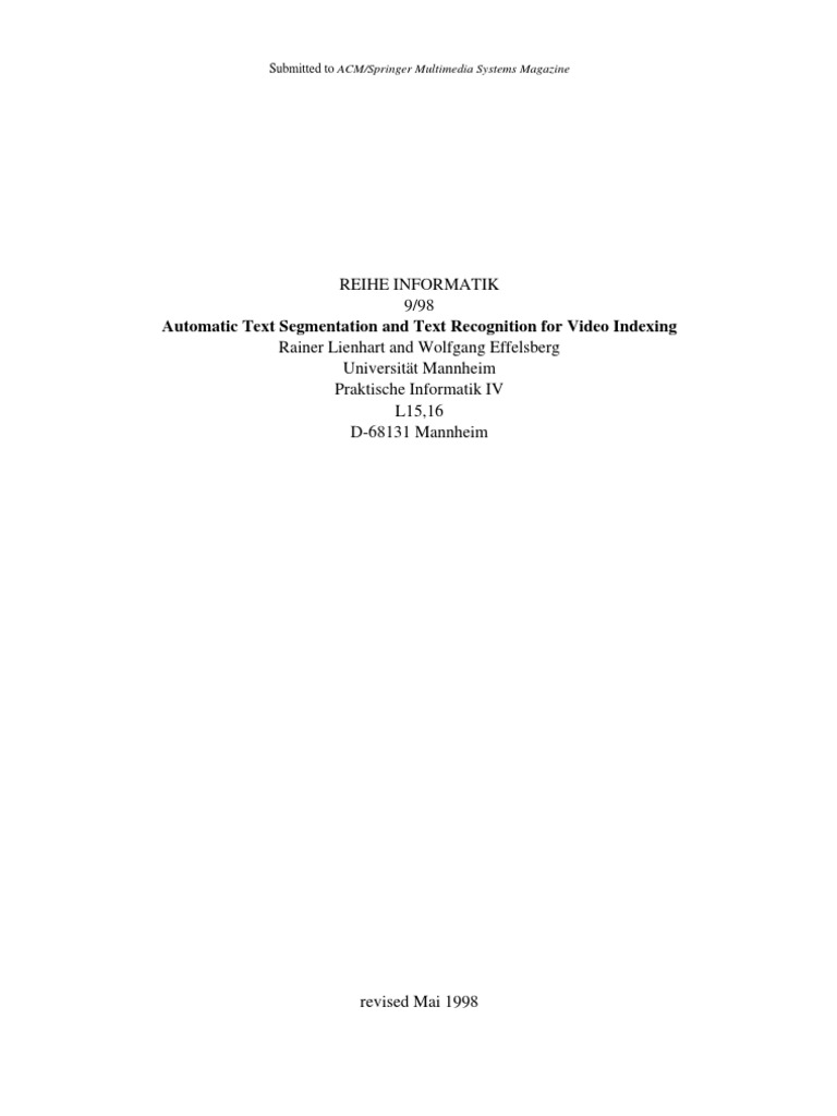 Automatic Text Segmentation and Text Recognition For Video Indexing ...