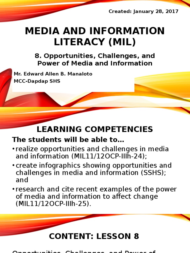 8. Media and Information Literacy MIL Opportunities Challenges and ...
