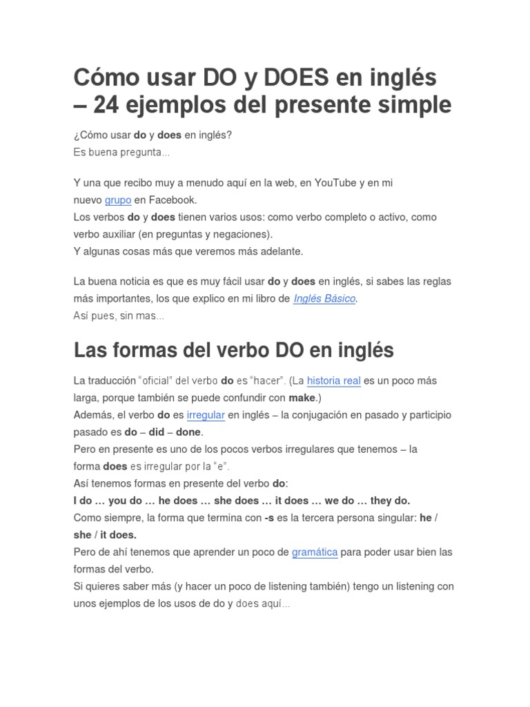 Cómo Usar DO y DOES en Inglés | PDF | Verbo | Gramática