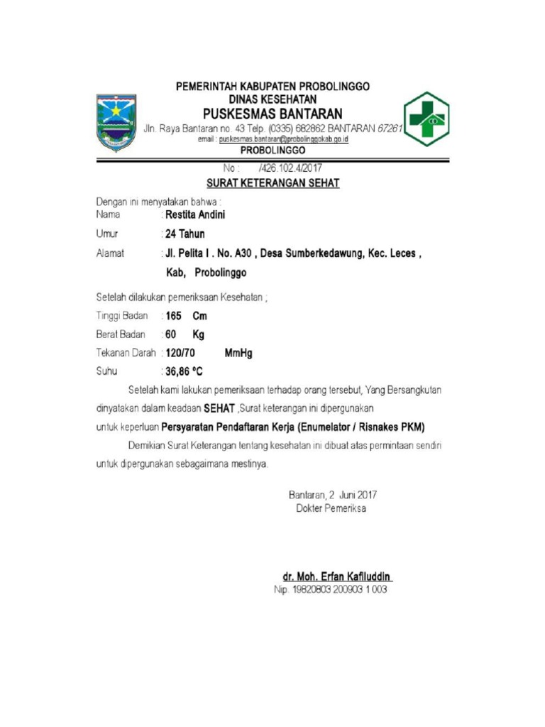Surat Keterangan Sehat | PDF