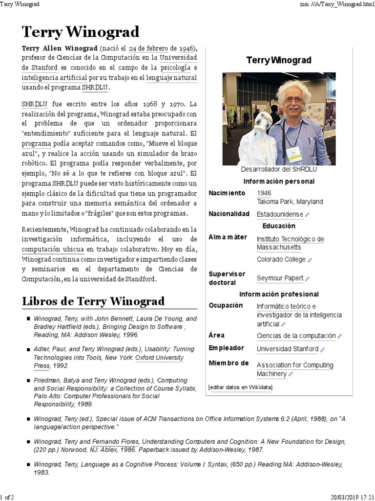 Terry Winograd | PDF | Tecnologías de la información | Informática