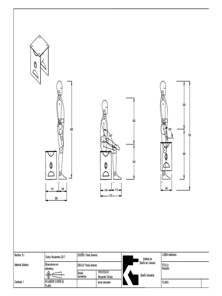 Plano de Un Banquito en Autocad | PDF