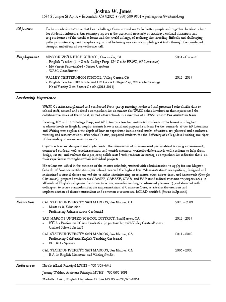 Josh Jones Resume | PDF | Advanced Placement | Curriculum