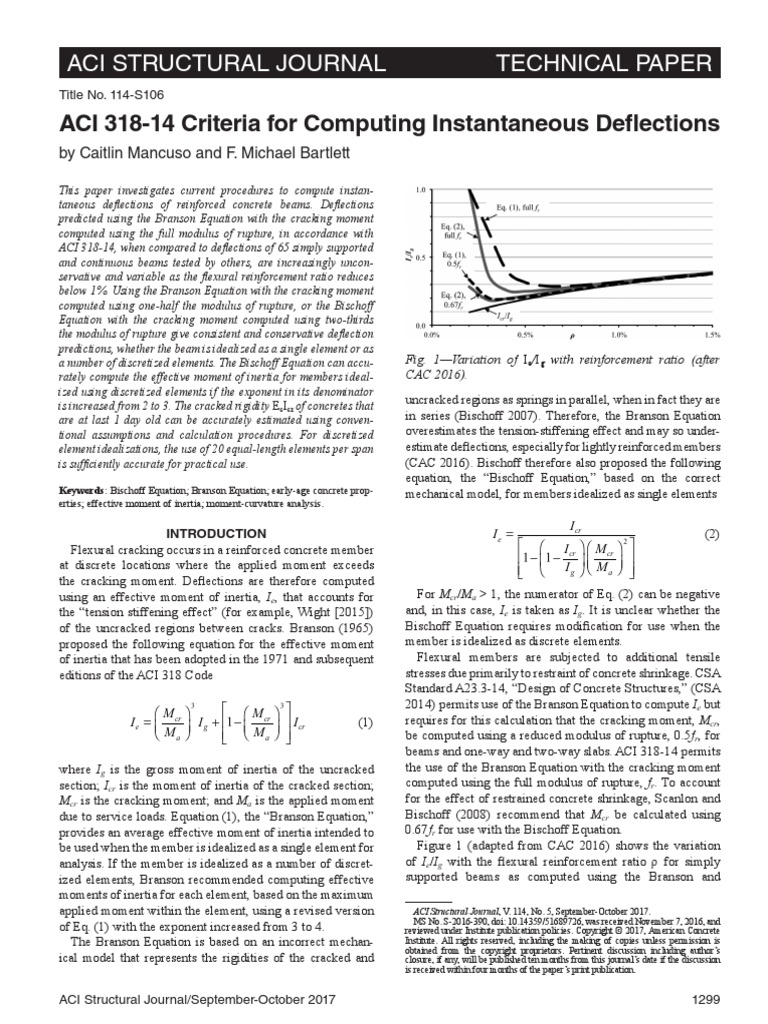 ACI 318-14 Criteria For Computing Instantaneous Deflections: Aci ...