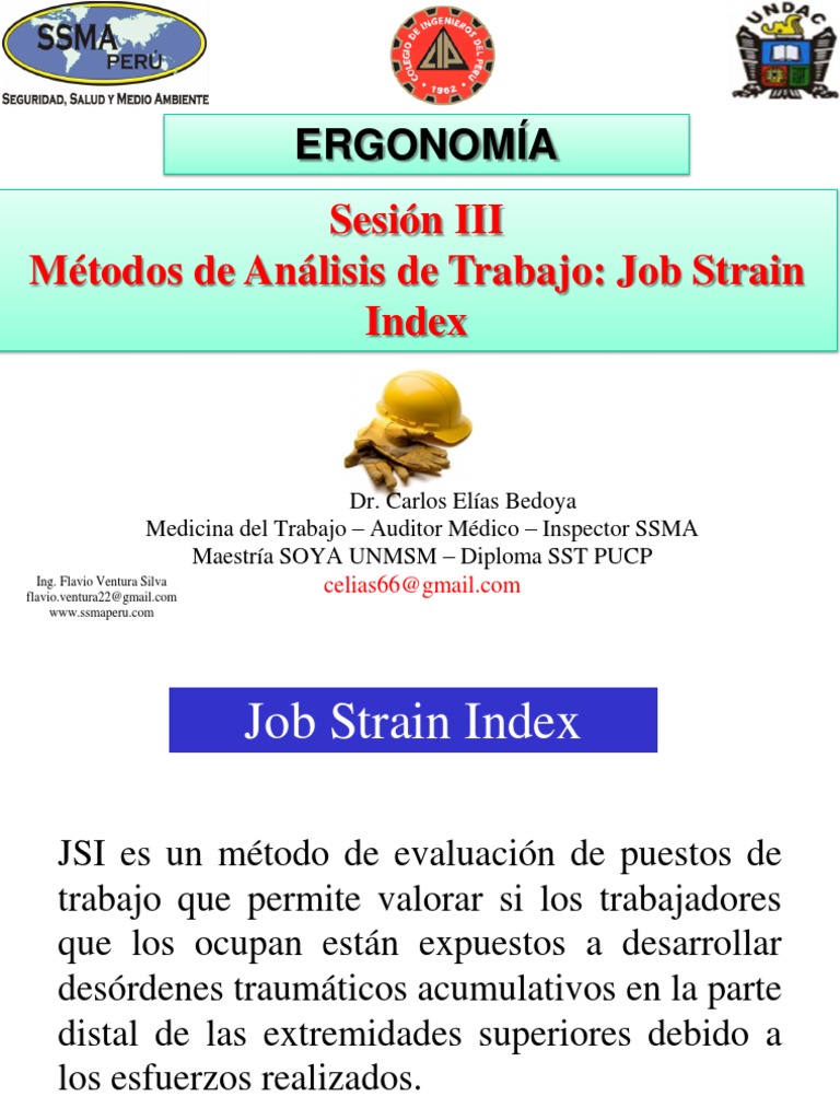 Clases Docente Metodo Job Strain Index 22.12.12 PDF | PDF | Conceptos ...