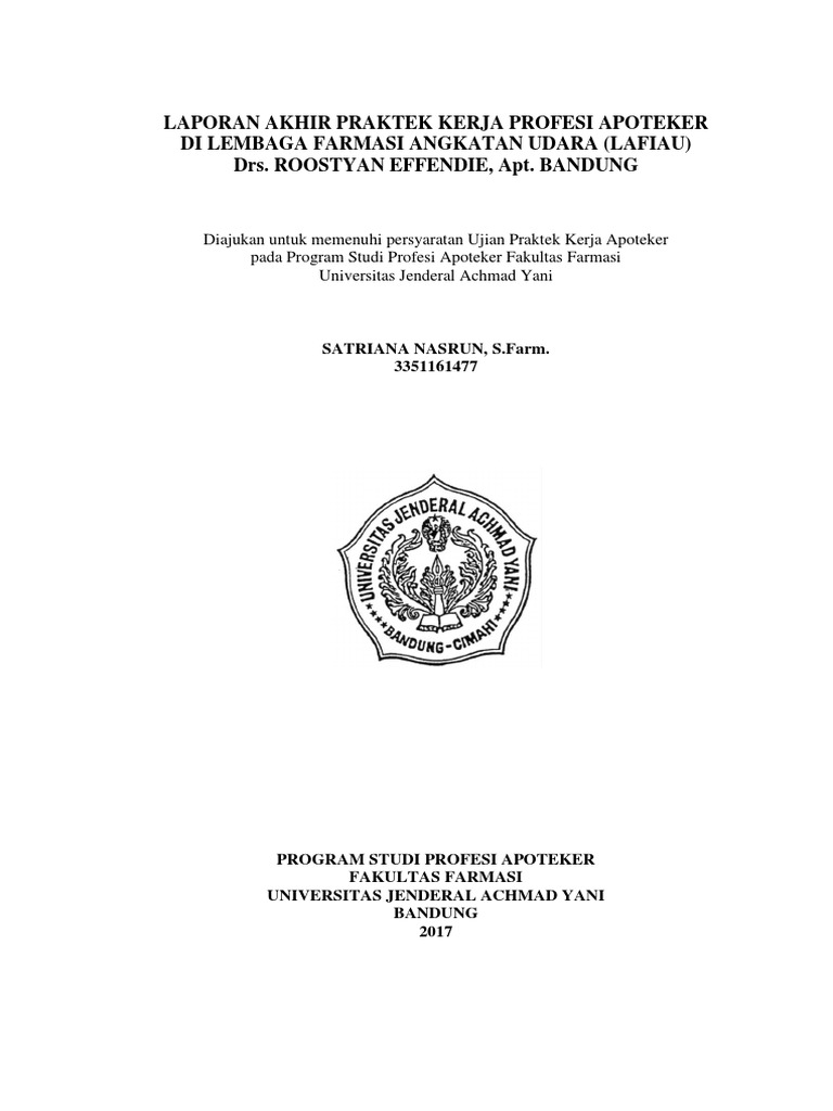 Laporan Akhir Praktek Kerja Profesi Apoteker Lafiau | PDF
