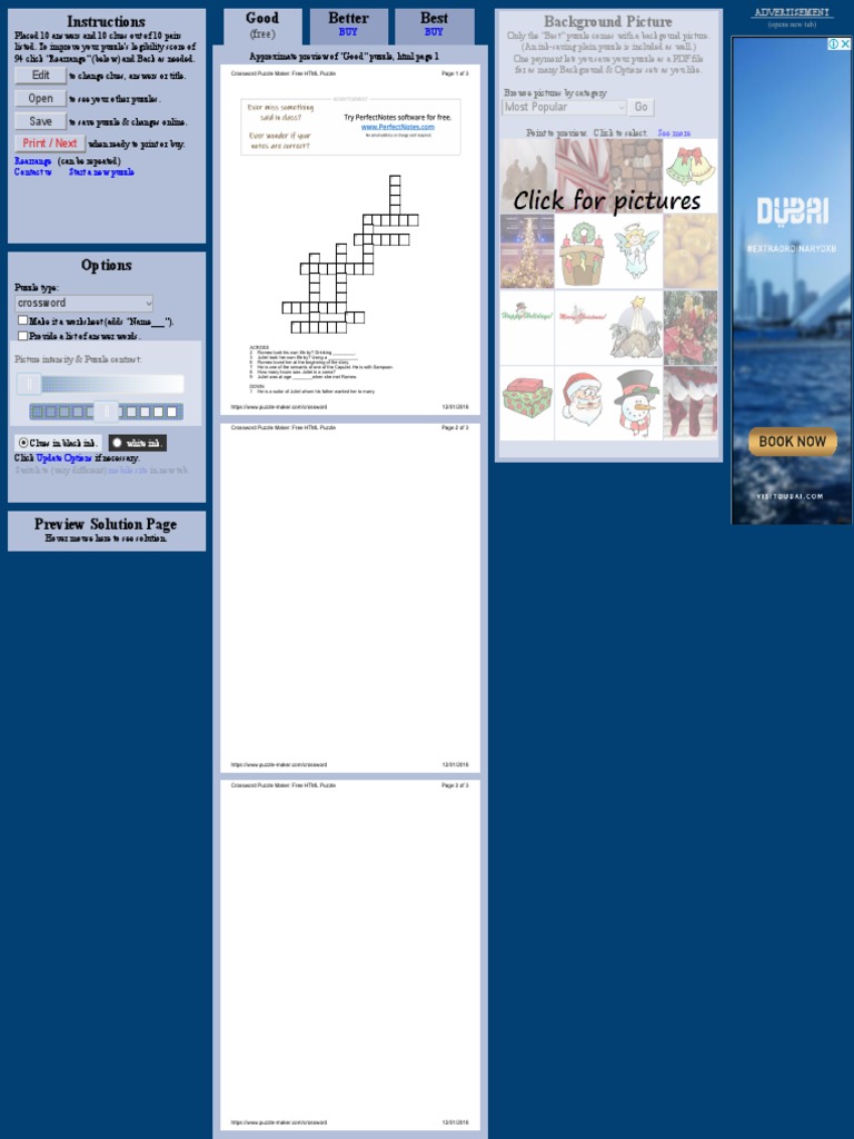 Crossword Puzzle Maker Guide | PDF | Characters In Romeo And Juliet ...