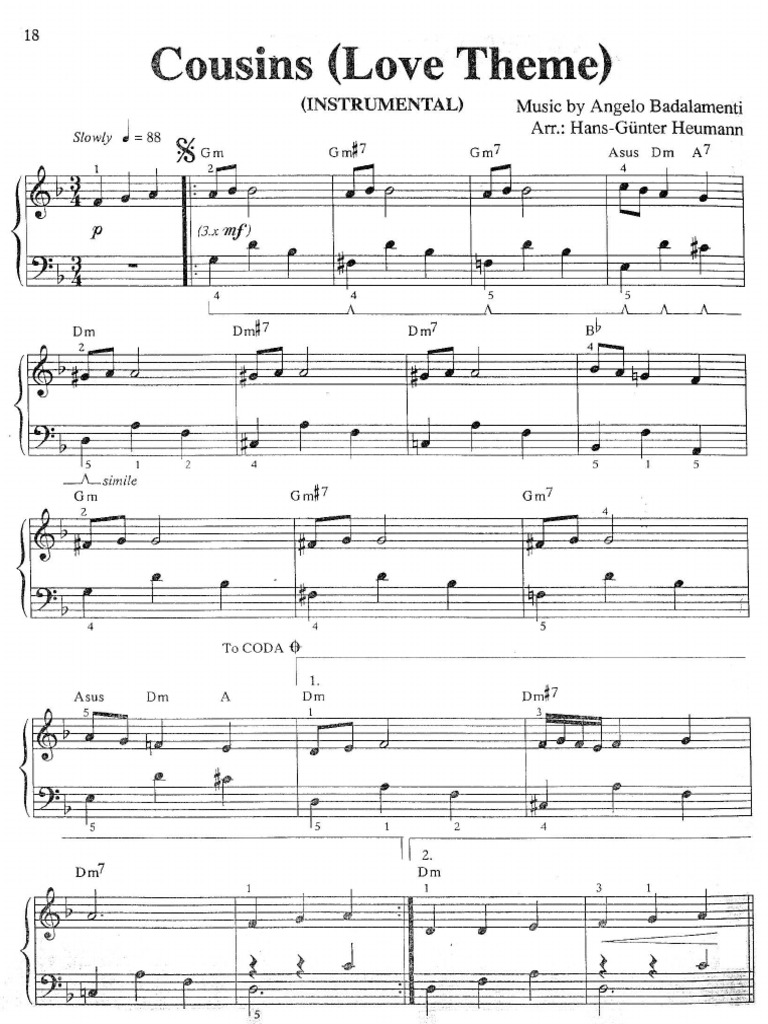 Cousins Love (Theme) - Angelo Badalamenti | PDF