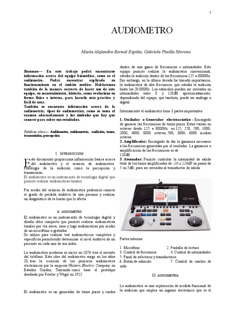 Funcionamiento y partes del audiómetro | PDF | Oído | Micrófono
