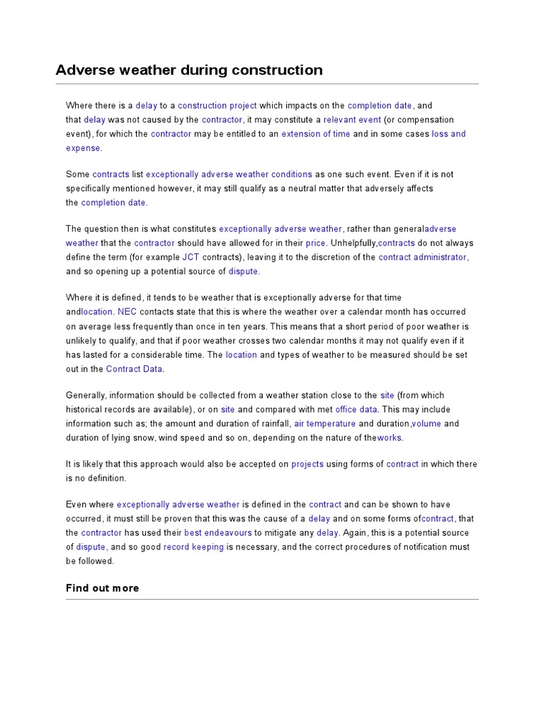 Adverse Weather During Construction | PDF