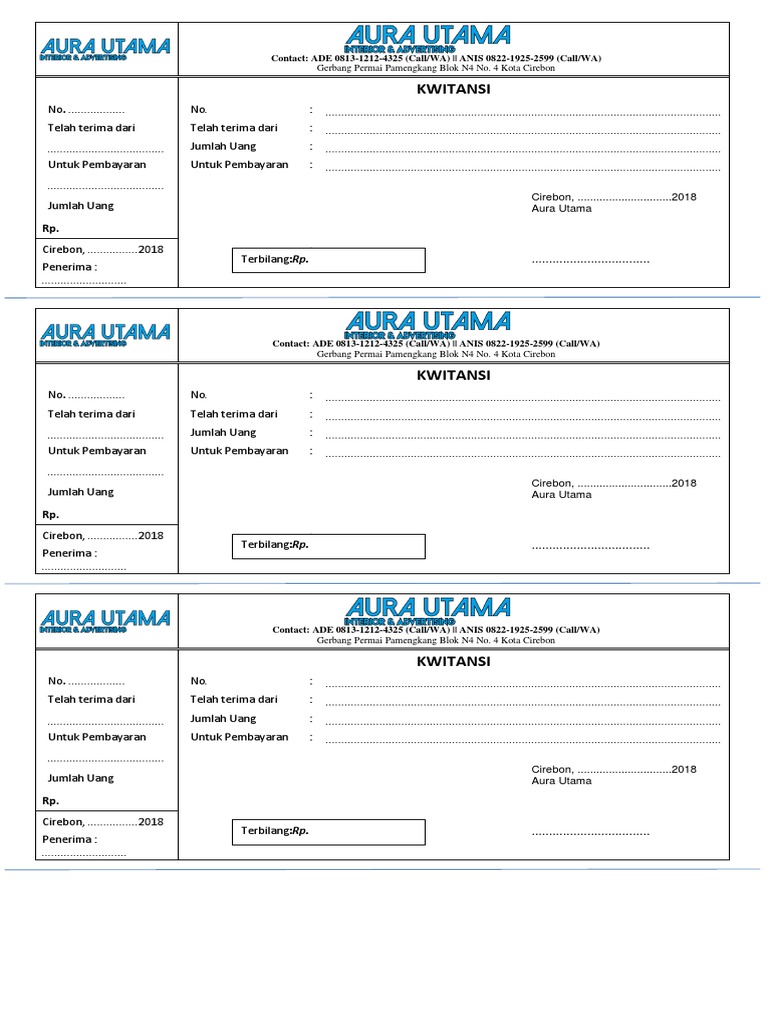 Contoh Format Kwitansi Pembayaran | PDF