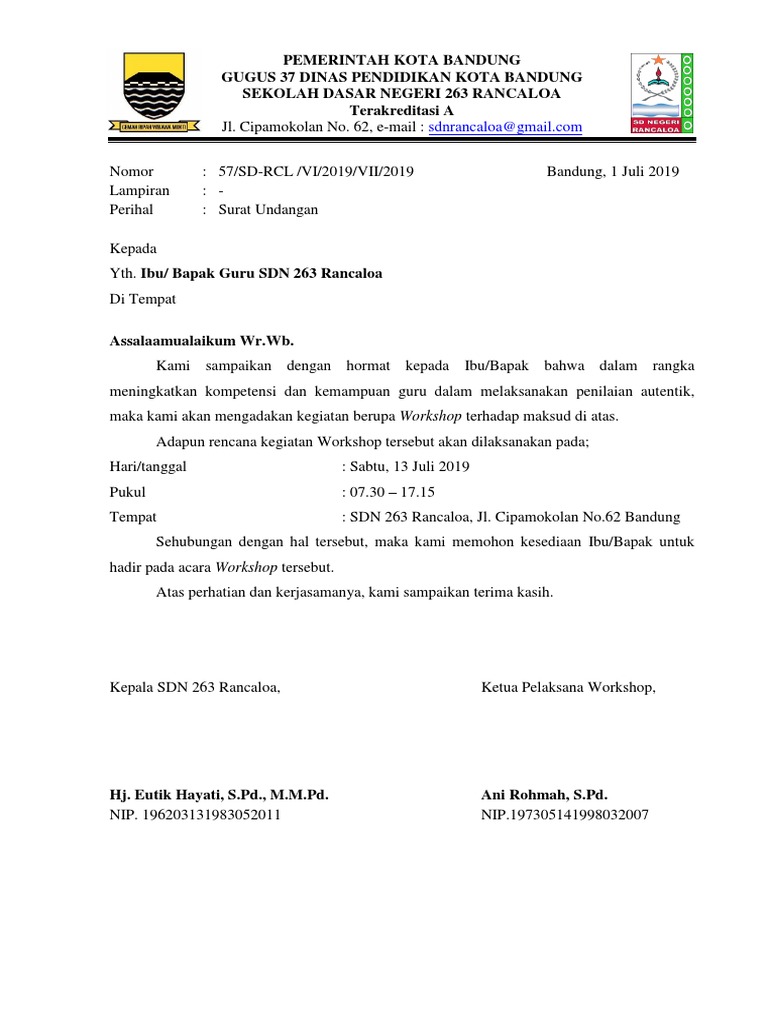 Surat Undangan Workshop Ani | PDF