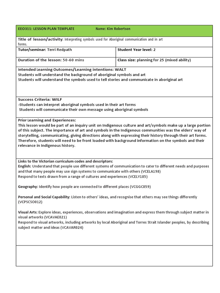 Humanities Iconography Lesson Plan | PDF | Indigenous Australians | Symbols