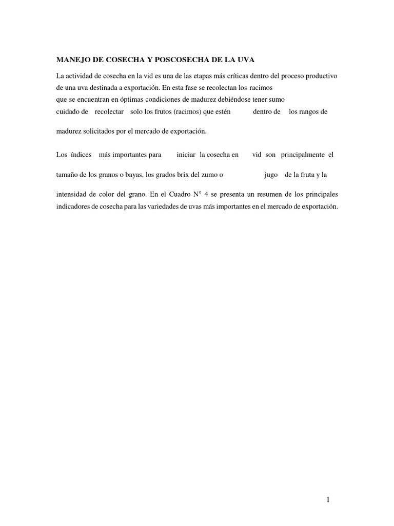 Manejo de Cosecha Y Poscosecha de La Uva | PDF | fresa | Cartón