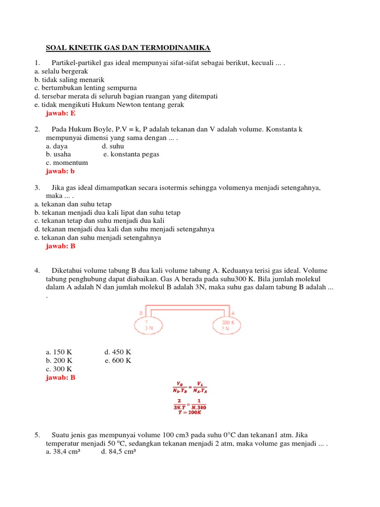 Soal Kinetik Gas Dan Termodinamika KLS Xi, Genap | PDF