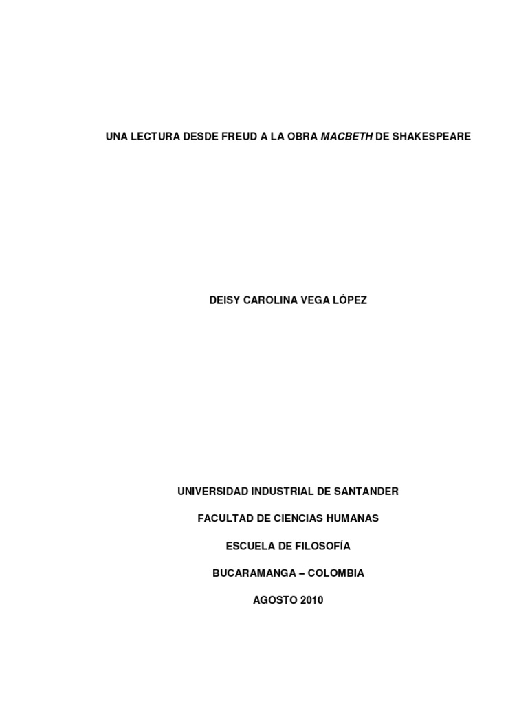 Una Lectura Desde Freud de Macbeth. | Descargar gratis PDF | Macbeth | Aldea