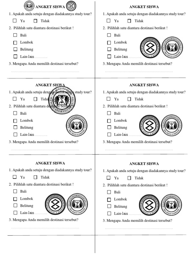 Angket Study Tour Fix | PDF