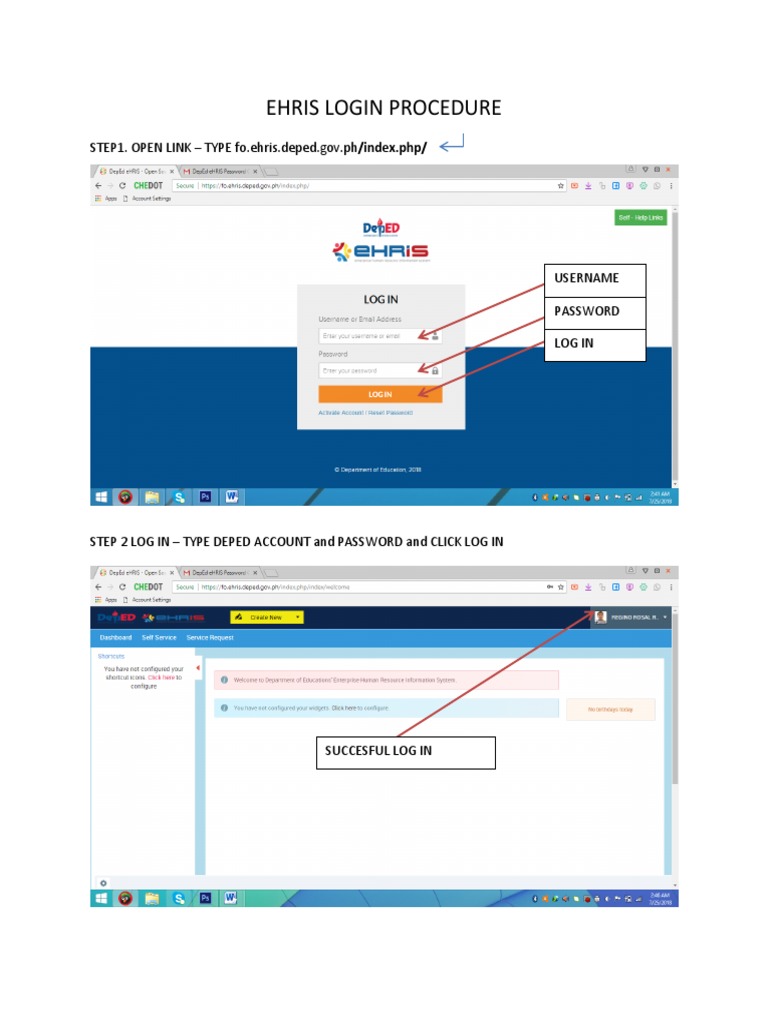 Ehris Login Procedure: STEP1. OPEN LINK - TYPE Fo - Ehris.deped - Gov ...