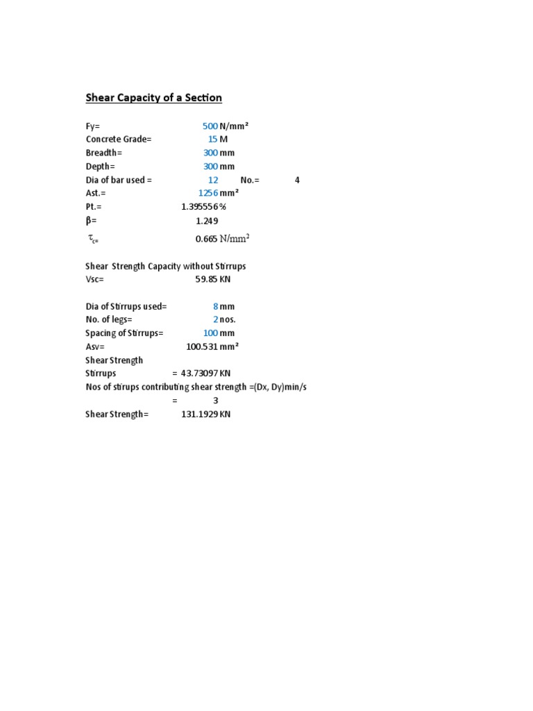 Shear Capacity of Section | PDF