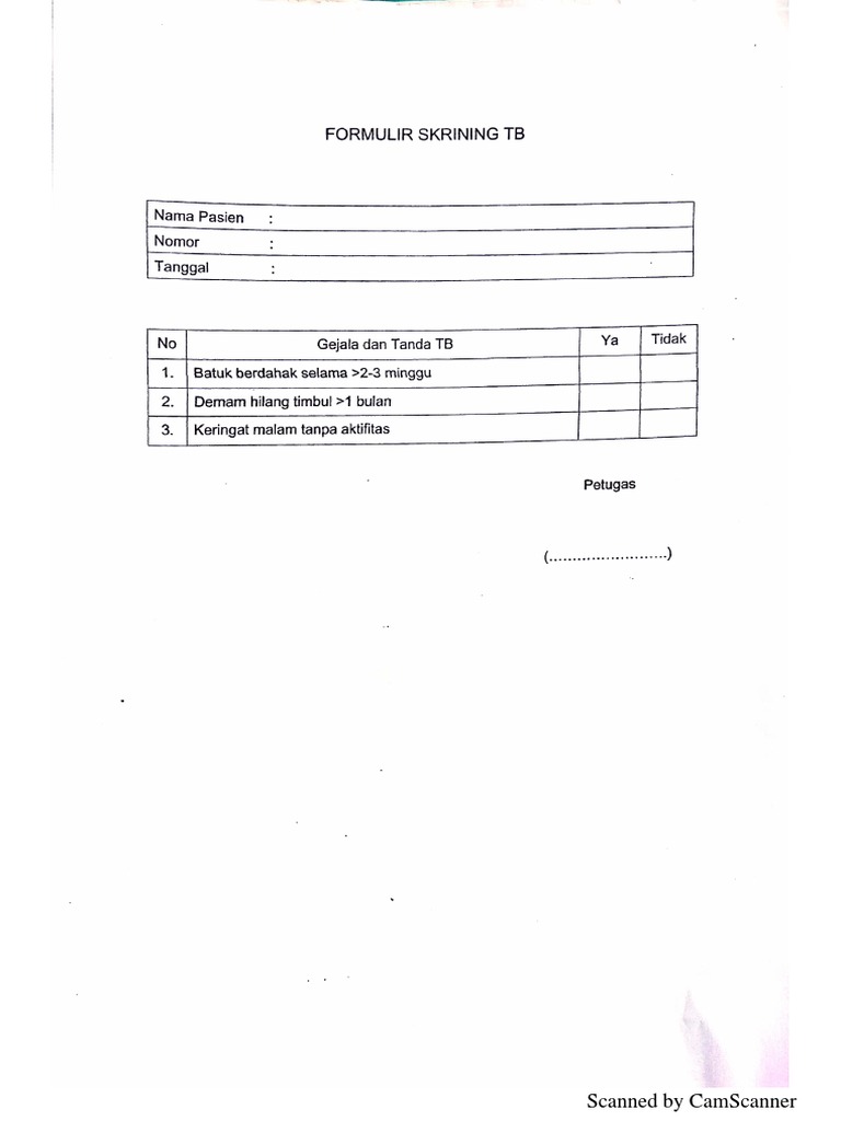 Formulir Skrining TB | PDF