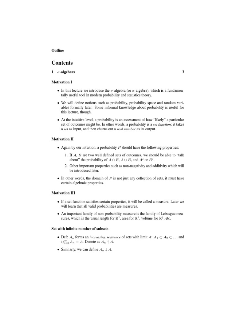 Probability Theory Lecture Notes 03 | PDF | Measure (Mathematics ...