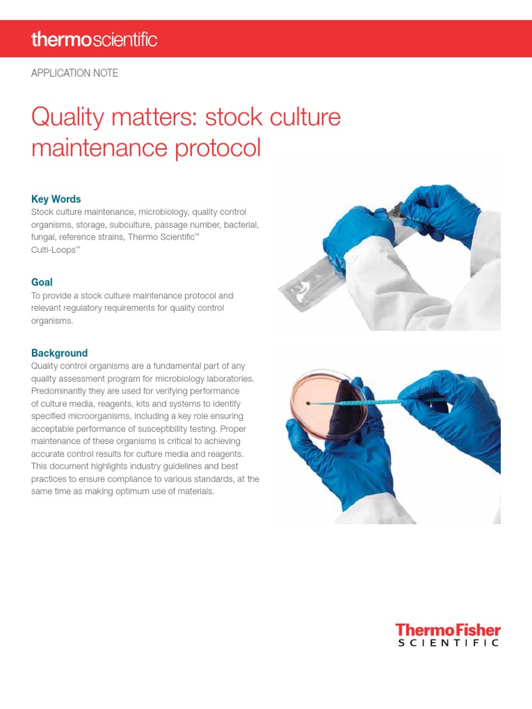 QC Stock Culture Maintenance Protocol EN PDF | PDF | Growth Medium ...