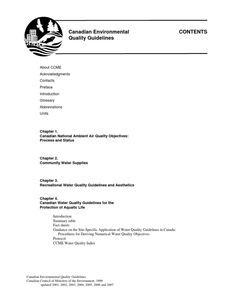 Canadian Water Quality Guidelines Overview | PDF
