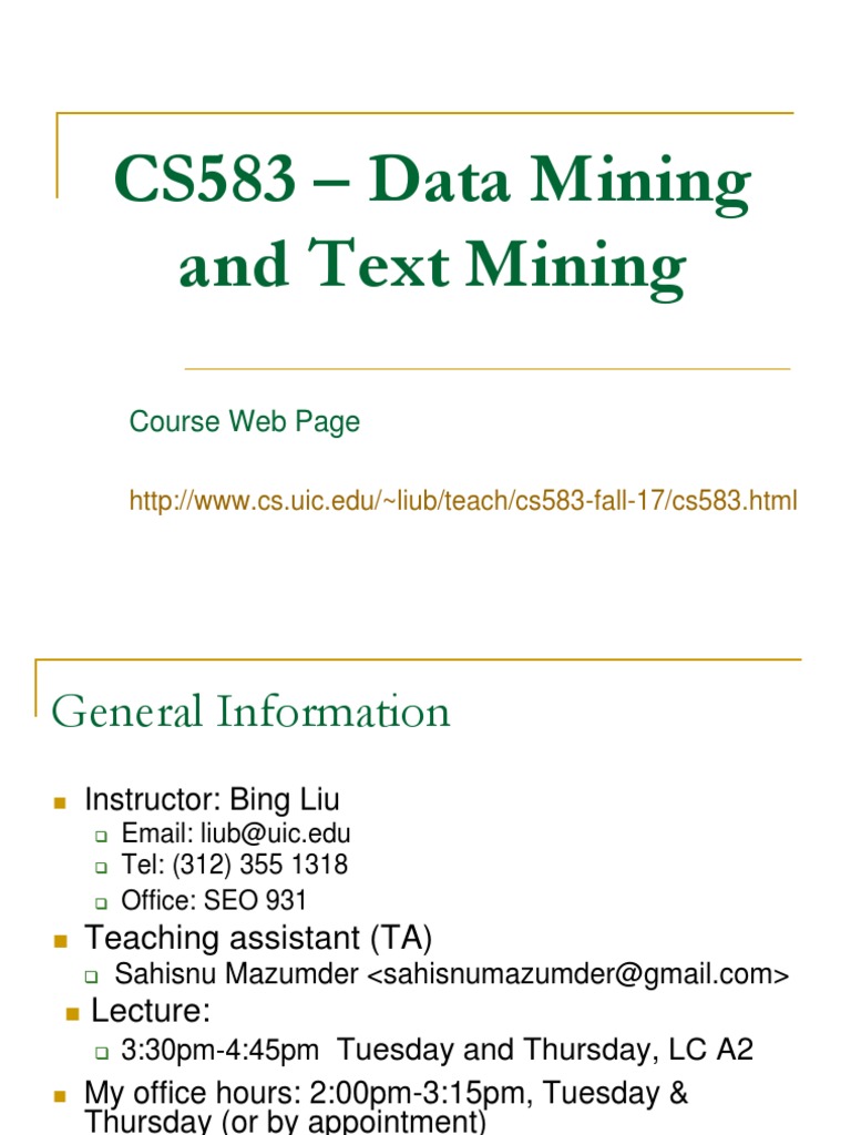 CS583 Chapter 1 Introduction | Download Free PDF | Data Mining | Information Retrieval