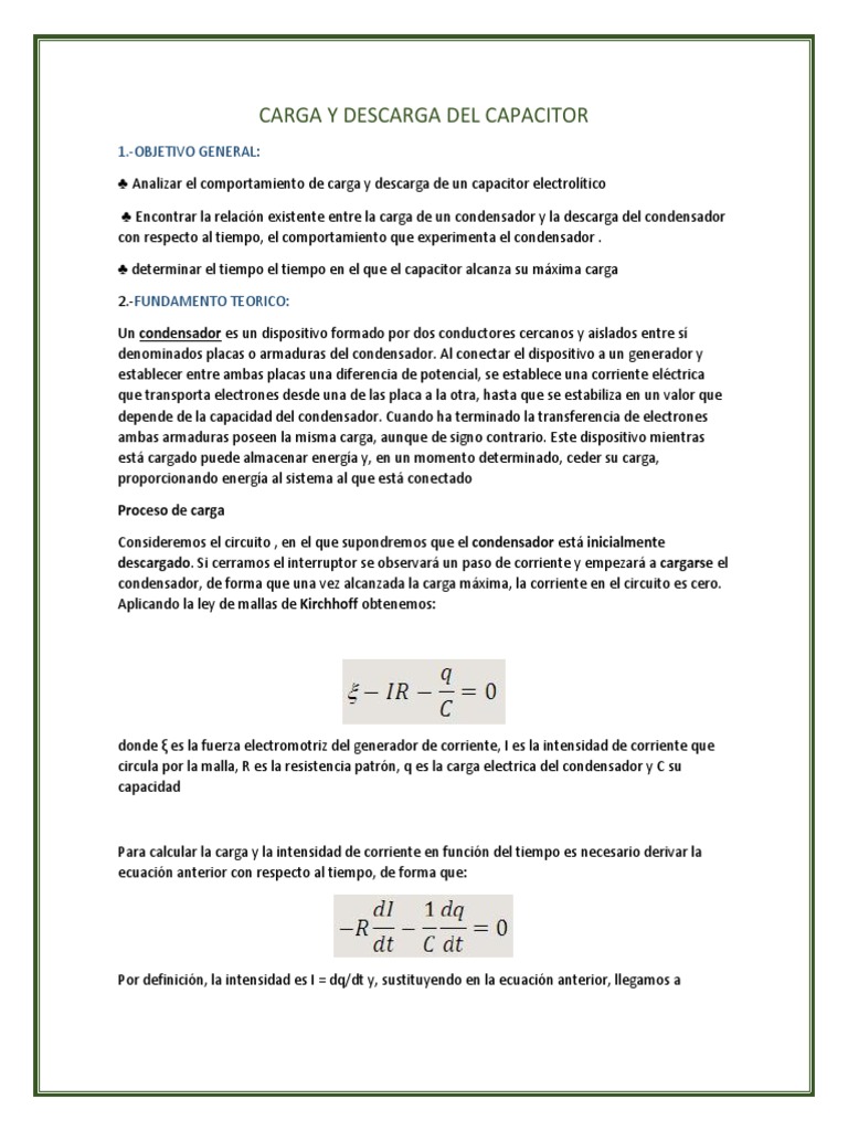 Carga y Descarga Del Capacitor | PDF | Condensador | Capacidad