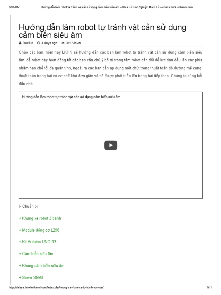 Xe Robot Arduino | PDF