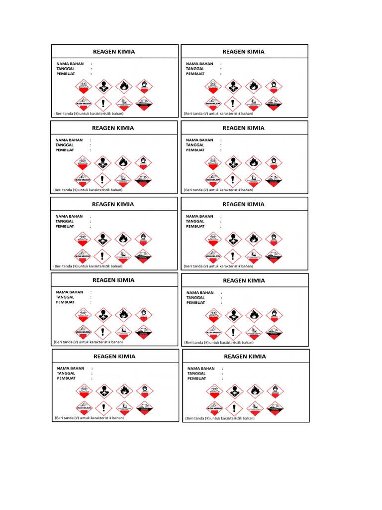 Label Reagen Bahan Kimia | PDF