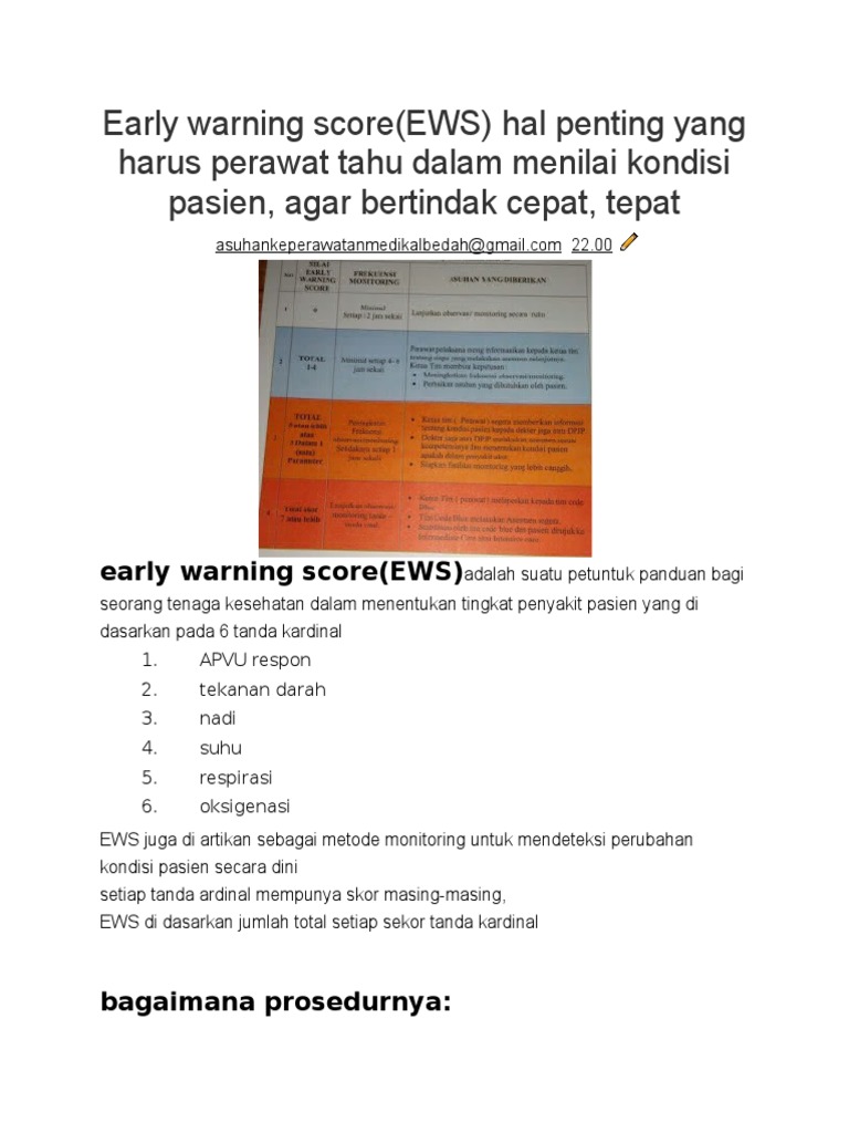 Early Warning Score | PDF