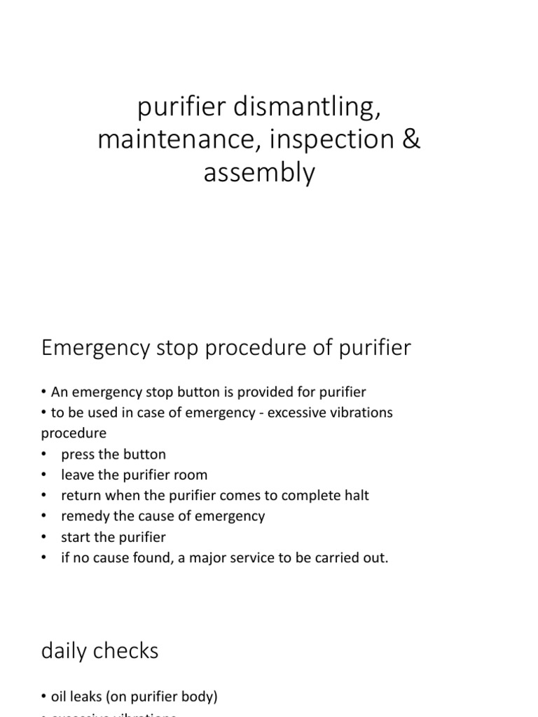 Maintenance, Inspection, and Assembly Procedures for the Safe and ...