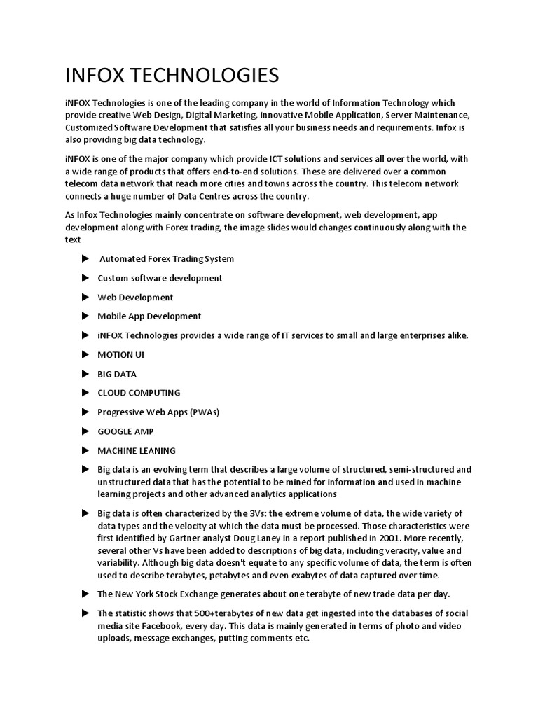 Infox Technologies | PDF | Big Data | Mobile App