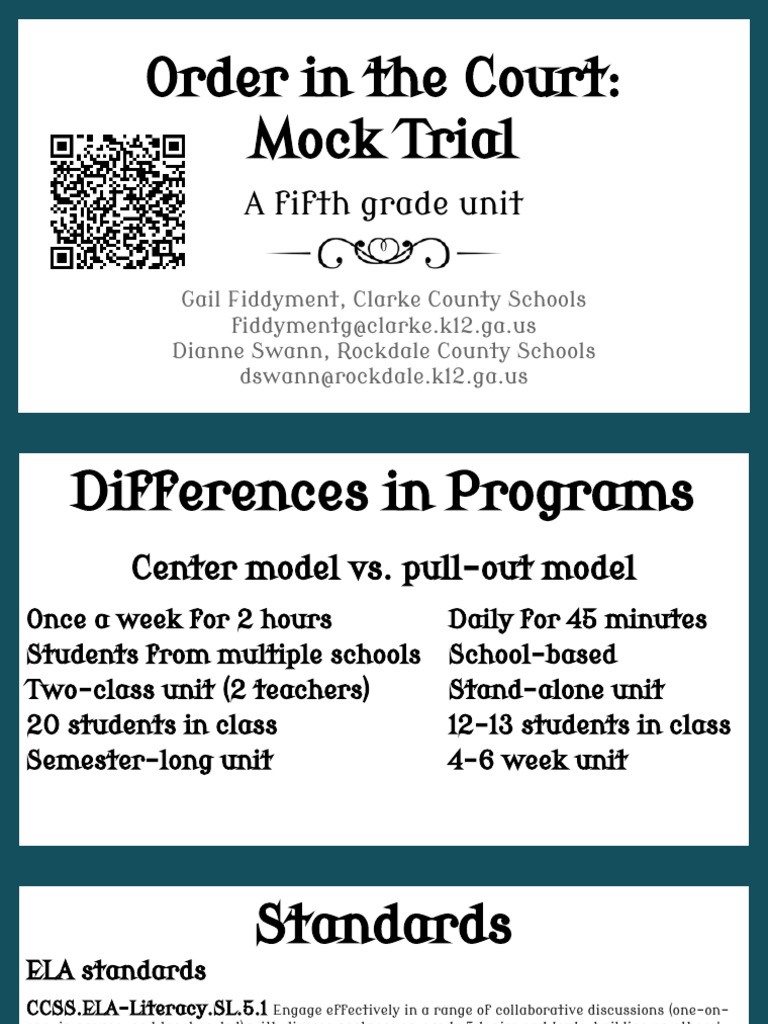 Fifth Grade Mock Trial Unit Guide | PDF | United States Constitution ...