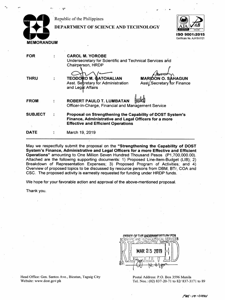 Strengthening The Capability of DOST System Finance, Administrative and ...