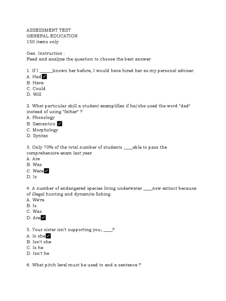 Assessment of General Education: Analysis of a 150-Item Test Covering ...