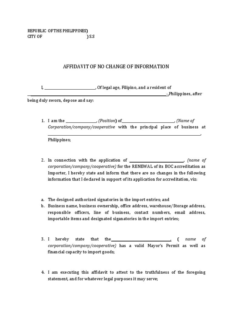 Affidavit of No Change Addressed | PDF | Affidavit | Justice