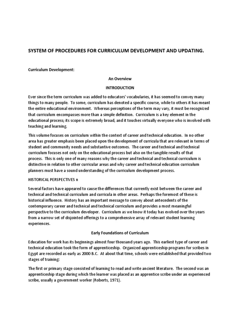 System of Procedures For Curriculum Development and Updating | PDF ...