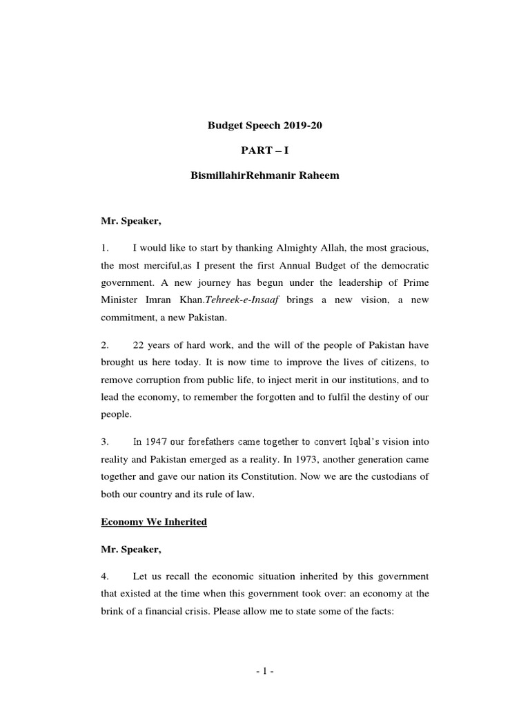 Budget Speech 2019-20 | PDF | Government Budget Balance | Poverty