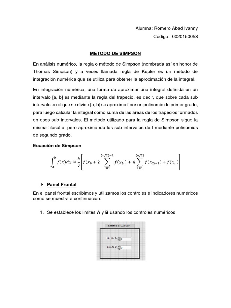Metodo de Simpson | Descargar gratis PDF | Integral | Zona