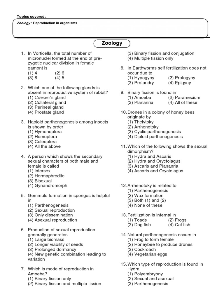 Reproductive Methods in Organisms | PDF | Reproduction | Sexual ...